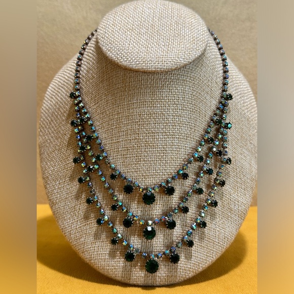 Jewelry | Vintage Festoon Green Rhinestone Necklace | Poshmark